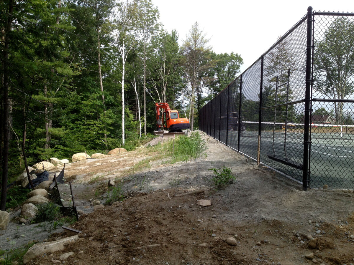 Burgundy Sport Court Retaining Walls - Spatial Construction